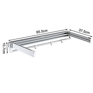 SEANESZTI Retractable Clothes Drying Rack, Wall Mounted Clothes Drying Rack, Foldable White Clothes Drying Rack, Hanging Racks for Laundry Room, Space Saving Clothes Drying Rack with 4 Hooks