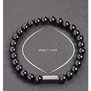 YJJelt Black Onyx Bead Bracelet 6mm Black Beaded Stone Bracelet for Men Women