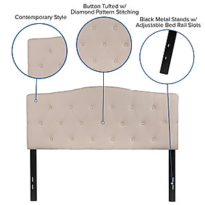 Flash Furniture Cambridge Tufted Upholstered Full Size Headboard in Beige Fabric