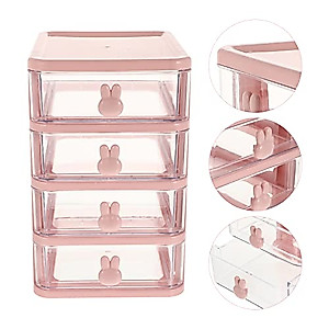 Tofficu 4 Drawer Plastic Storage, Clear Clear Plastic Drawers Storage, 5.3 * 6.7 * 8.3inch Drawer Plastic Drawer Desktop Storage for Craft Organizers And Storage