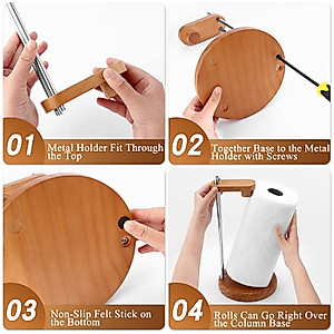 Wood Paper Towel Holder Countertop - Rustic Farmhouse Paper Towel Holder Stand - Standing Paper Towel Roll Holders - Vertical Wooden Paper Towels Holder for Kitchen Counter - Papertowellholders Rack