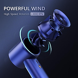 Halybau Handheld Fan,1-100 High Speed Hand Fan Adjustable Turbo Mini Fan,5000mAh Battery Operated Rechargeable Personal Fan with Digital Display for Travel/Camping/Outdoor/Home/Office… (Blue)