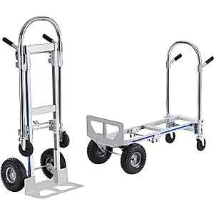 VEVOR Aluminum Convertible Hand Truck, 2 in 1 Design 800 Lbs Capacity, Heavy Duty Industrial Collapsible cart, Dolly Cart with Rubber Wheels for Transport and Moving in Warehouse, Supermarket, Garden