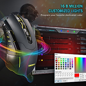 Dacoity Wired Gaming Mouse, PC Gaming Mice Gamer Mouse [RGB LED][7200 DPI][7 Programmable Buttons][Plug Play] USB Ergonomic Mouse for Windows Mac Laptop PC Gamers - Black