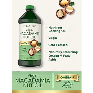 Carlyle Macadamia Nut Oil | 3 x 16 oz Bottles | Premium Cold Pressed | Food Grade | Vegetarian, Non-GMO, Gluten Free | Virgin Oil | Safe for Cooking, Great for Hair and Skin