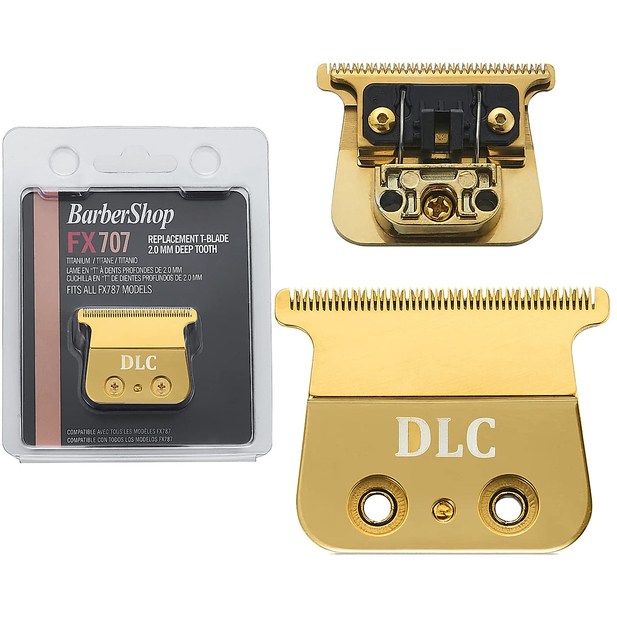 Replacement DLC 2.0 Blades Compatible with BaBylissPRO FX787(FX787G/FX787B2/FX787RG/ FX787S) and FX726,for Outlining Hair Trimmers FX787 and Trimmers FX726,Gold