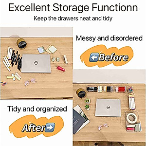 Cq acrylic 16-Piece Clear Plastic Drawer Organizer Tray for Makeup, Kitchen Utensils, Jewelries and Gadgets,4 Sizes Plastic Vanity Drawer Organizers and Storage Bins Clear