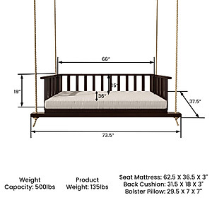 Live Casual The Madison Steel Daybed Porch Swing with Included Outdoor Cushion Set