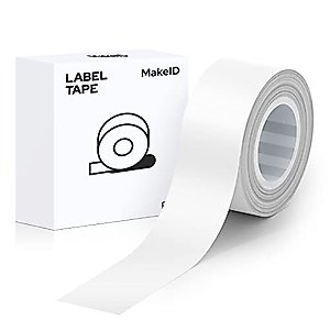 MakeID White Label Maker Tape Adapted Label Print Paper Refills Standard Laminated Office Labeling Tape Replacement 0.63'' x 13' (16mm x 4m) Work with Label Maker Model L1 Q1 E1