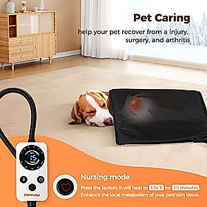Comfurya Pet Heating Pad for Cats, Upgrading Electric Heating Mat for Indoor use, 6 Temperature Control Pet Warming Pad, 5 Timer Modes, Waterproof Pet Mat Bed with Chew Resistant Cord, 18"x 17"