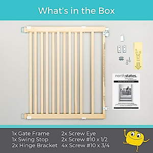 Toddleroo by North States Stairway Swing Wooden Gate, Baby Gate for Stairs. Fits 28"- 42" Wide. Hardware Mount. Child Gates for Doorways. Made in USA (30" Tall, Sustainable Hardwood)