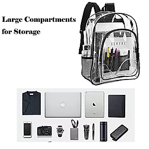 Clear Backpack Heavy Duty Transparent Backpack See Through Clear Bookbags for School, College,Security,Work,Concert (L16 inch, Black)