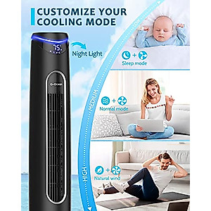 Evaporative Cooler, 46" Air Cooler Fan with Remote, 3-IN-1 Swamp Cooler, Night light, Oscillating, Humidifying, 3 Modes, 3 Speeds, 8H Timer, 2 Ice Packs, Portable Air Conditioner for Home Bedroom