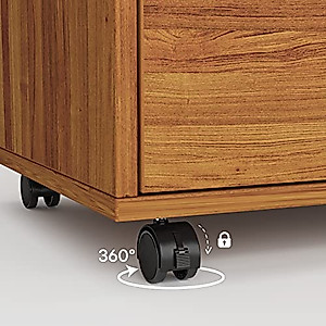Maxtown 2 Drawer Mobile File Cabinet, Mobile lateral File Cabinet with Storage, Wood Filing Cabinet Under Desk, Printer Stand with Rolling, Teak