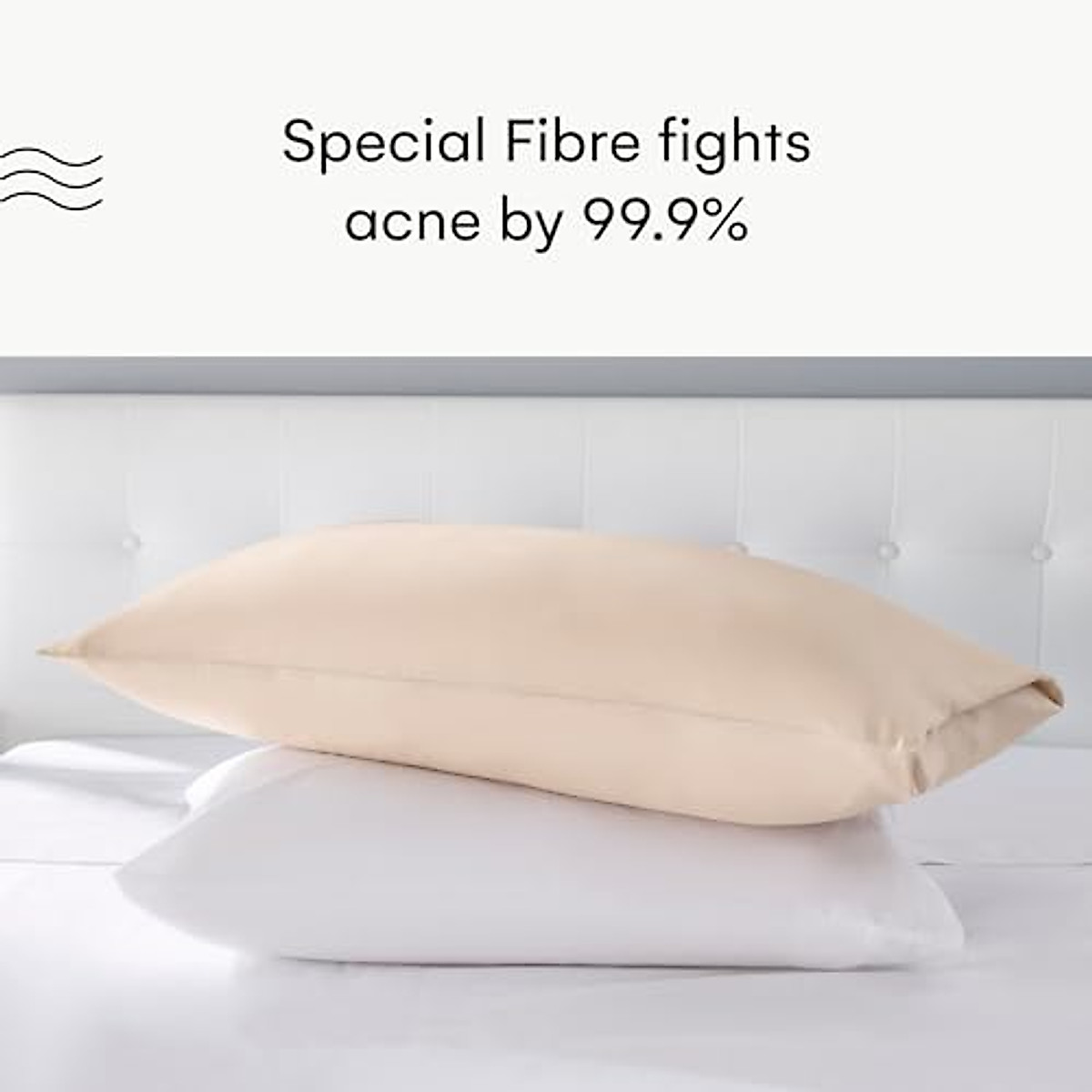 Silvon Anti-Acne Silver Infused Pillowcase - Woven with Pure Silver and Premium Breathable Supima Cotton - Ultra Soft (King, Sund/Beige)