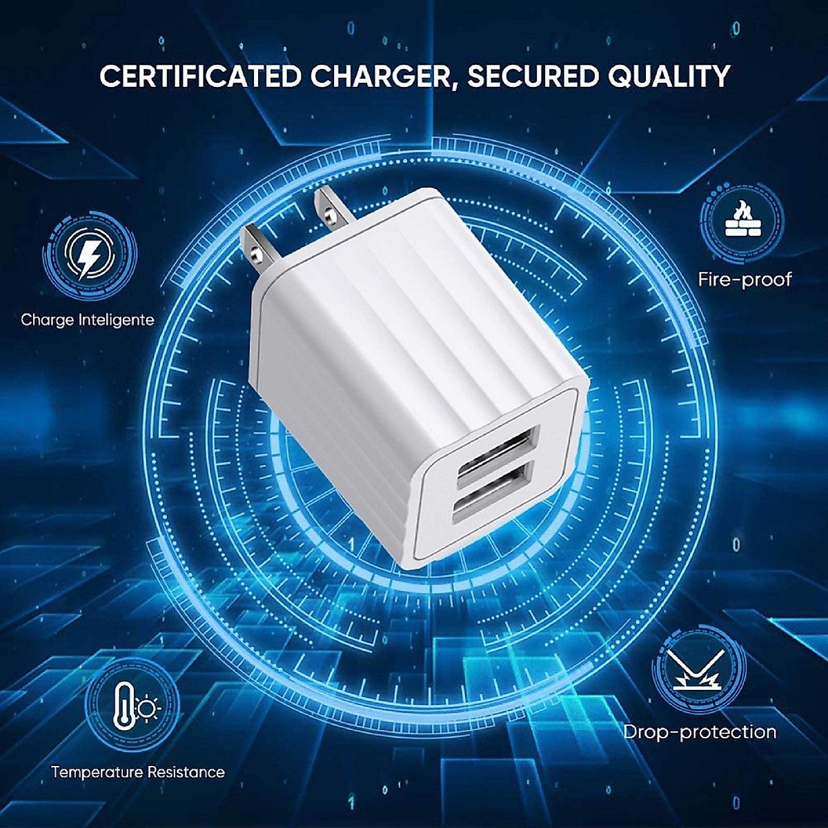 [Apple MFi Certified] iPhone Charger, Veetone 2 Pack 6FT Lightning to USB Fast Charging Data Sync Transfer Cord & Dual Port USB Wall Charger Plug Compatible with iPhone 12/12 Pro/11/XS/XR/X 8 7 6/iPad