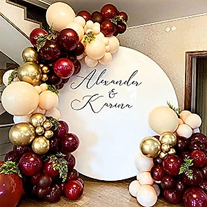 138PCS Burgundy Balloon Garland Arch Kit Burgundy Balloons Blush Balloons and Metallic Gold Latex Balloons for Valentines Day Wedding Bachelorette Birthday Bridal Baby Shower Decoration