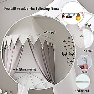 BEIOUDEXIN Bed Canopy for Girls Bed, Kids Children Mosqutio Net Bedding Decor Princess Nusery Play Reading Room Cotton Hanging Tent Indoor Decorations (Tassels)