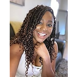 6 Packs Goddess Faux Locs Crochet Hair, Goddess Locs Crochet Hair for Black Women, Culy Boho Style Braids (22 Inch, T1B/30)