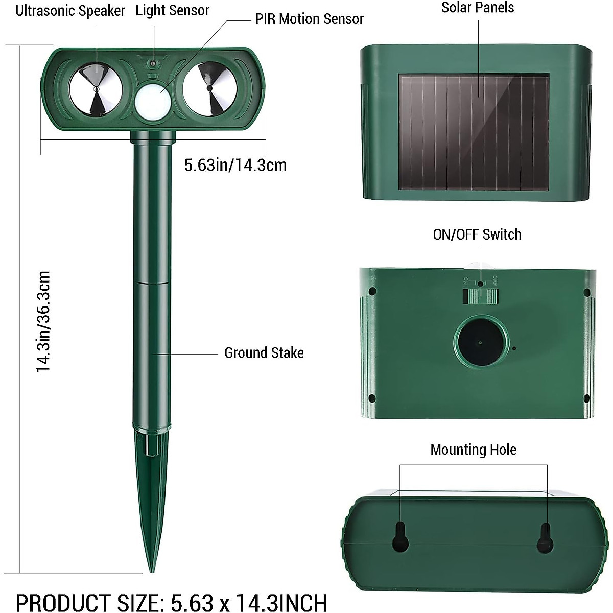 Lubatis 4 Pack Solar Animal Utrasonic Repellent Outdoor Repeller Deterrent to Keep Rat, Squirrel, Deer, Raccoon, Skunk, Rabbit, Dog, Cat Away