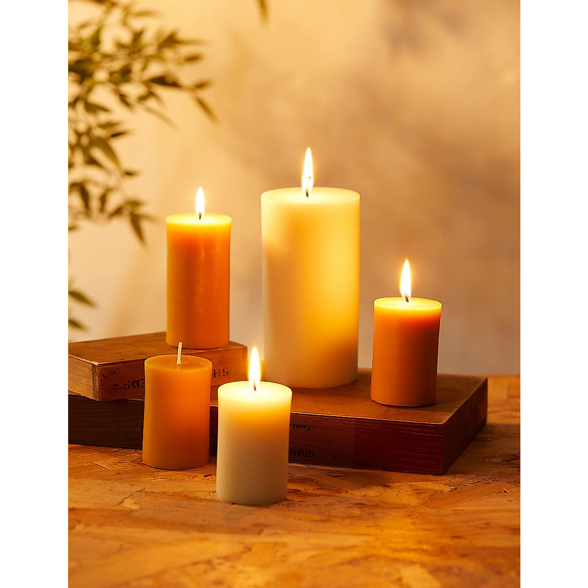 olorvela Beeswax Pillar Candles Set of 2 - Beeswax Candles Clearance Bees Wax Candles for Home Pillar Candles 3x6 inch 100% Pure Wax Candles