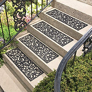 Collections Etc Skid Resistant Butterfly Stair Traction Treads - Set of 4, Black