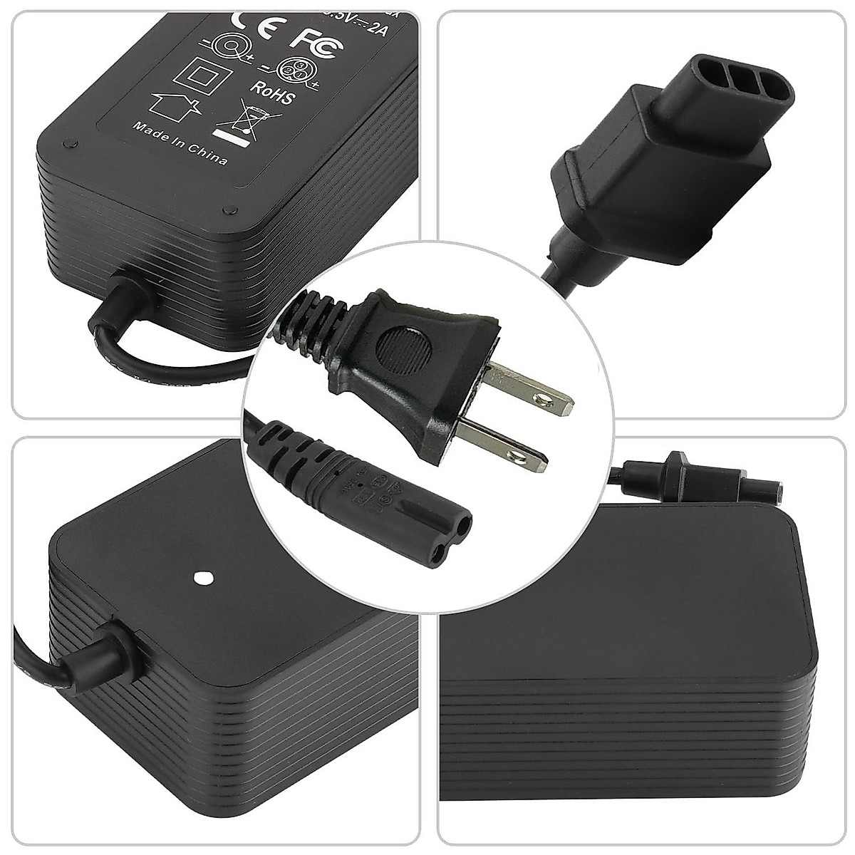 RidTianTek 53.5V 2A Charger for NIU KQi Air/KQi3/KQi3 Pro/KQi3 Max/KQi3 Sport/KQi2/KQi2 Pro, 46.8V Battery Charger for NIU Electric Scooter Accessories, Scooter Battery Power Adapter Fast Charger