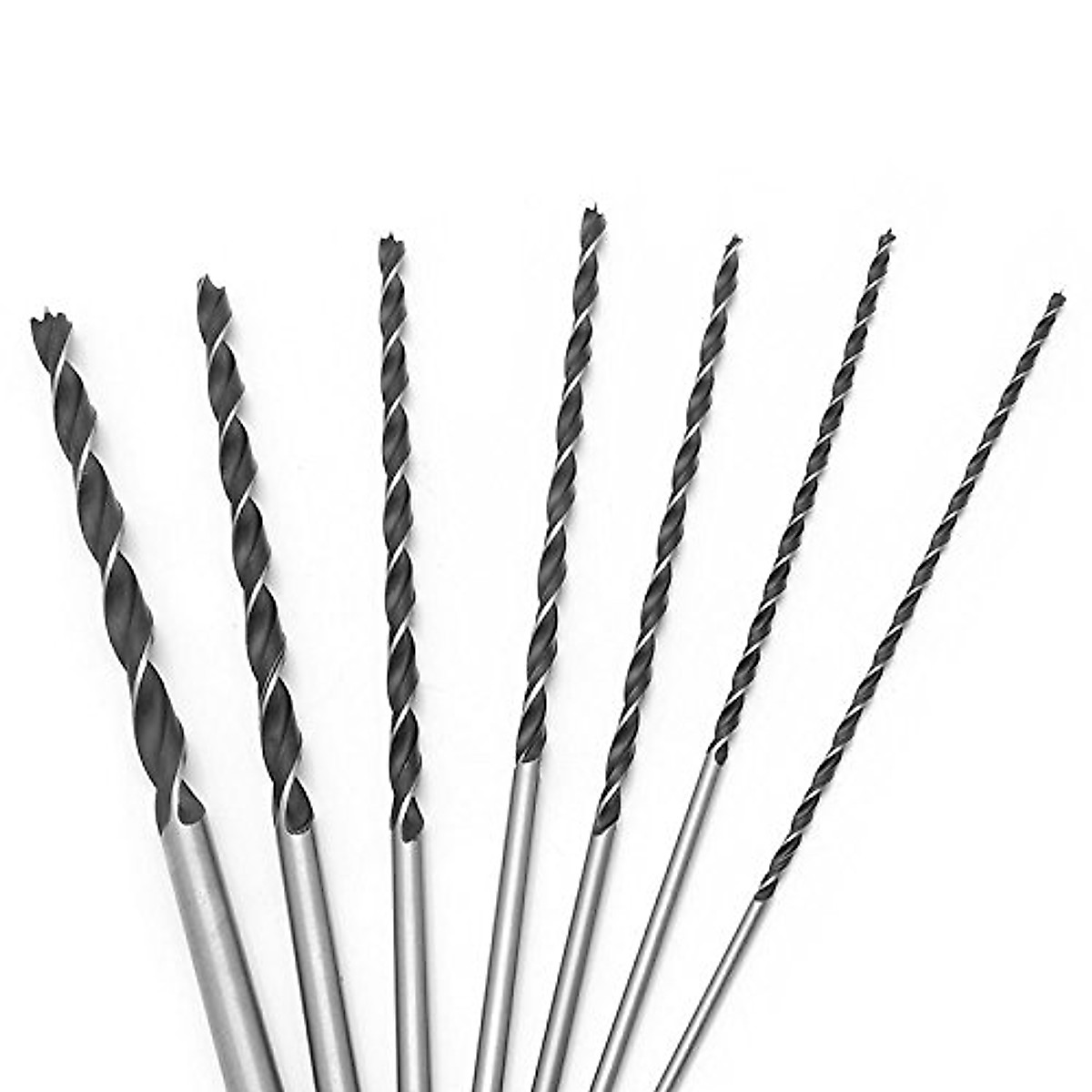 NUZAMAS 300mm Extra Long Twist Drill Bits, Set of 7 Hardened High Carbon Steel Tools 4-10mm for Wood Hole Cutter Drilling