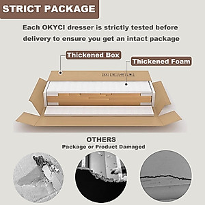 OKYCI Farmhouse 6 Drawer Dresser for Bedroom, Double Wood Chest of Drawers with 1.2" Thickened Top - 54" W x 31.5" H, Antique White