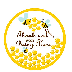 Top label Thank You for Being Here Honey Label,Bumble Bee Baby Shower Favor Stickers,2 Inch 160 Pcs Per Pack