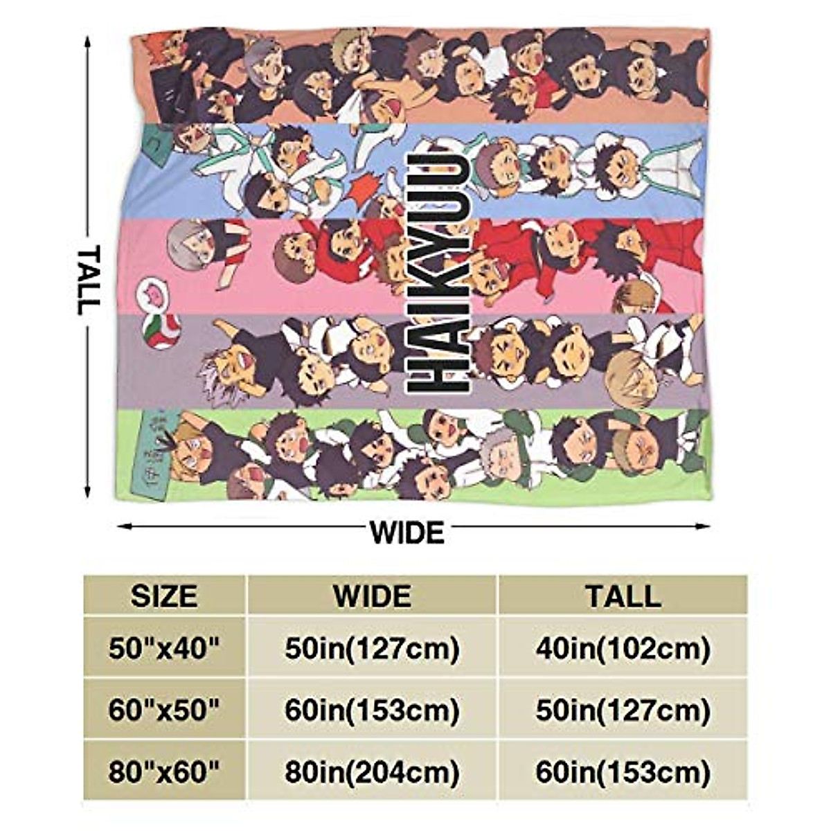 MKJIH Haikyu-u!! Fleece Throw Blanket Super Soft Plush Blanket for Bed Couch Sofa 50 X 40 in
