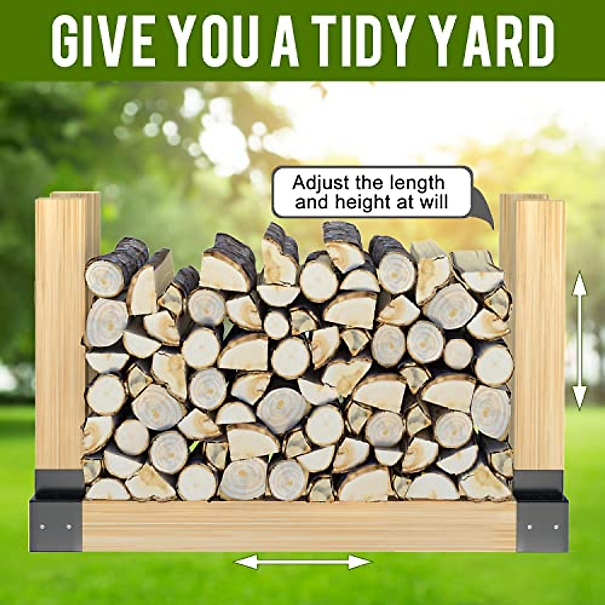 Urban Deco Firewood Rack Outdoor Bracket Kit - Log Racks Outdoor For Firewood Adjustable Log Holder Heavy Duty Firewood Rack Brackets - Black Wood Rack - Pack Of 4