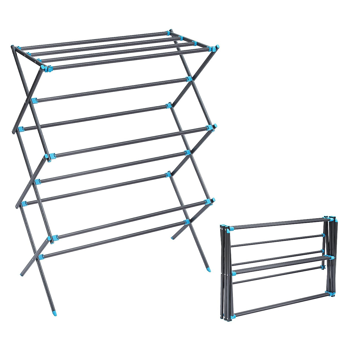 APEXCHASER Drying Rack Clothing, Metal Collapsible Clothes Drying Rack for Clothes, Towel, Oversize, Indoor/Outdoor/Laundry Room, Graphite