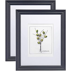 11x14 Picture Frames Black,Display Picture 8x10 with Mat,Set of 2,HD Plexiglass Photo Frame for Wall Mounting