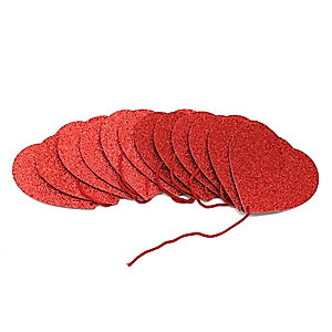CVHOMEDECO. Glittered Paper Heart Shape String Garland Hanging Décor for Wedding Birthday Party Festival Home Background Decorative, 8.2 feet, Pack of 2 PCS (Red)