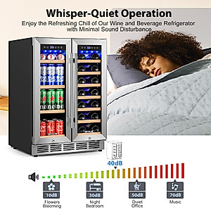 ORYMUSE Wine & Beverage Refrigerator 24'' - Dual Zone Beverage Fridge with Upgraded Cooling, Built-in or Freestanding, 20 Bottles & 88 Cans Large Capacity