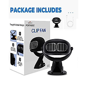 Kaylocheer Clip On Fan, Baby Stroller Fan, 4000mAh, 360° Rotation, Cool & Quiet, 3 Speeds, USB Charging, Convenient Travel Tool.(natural black)