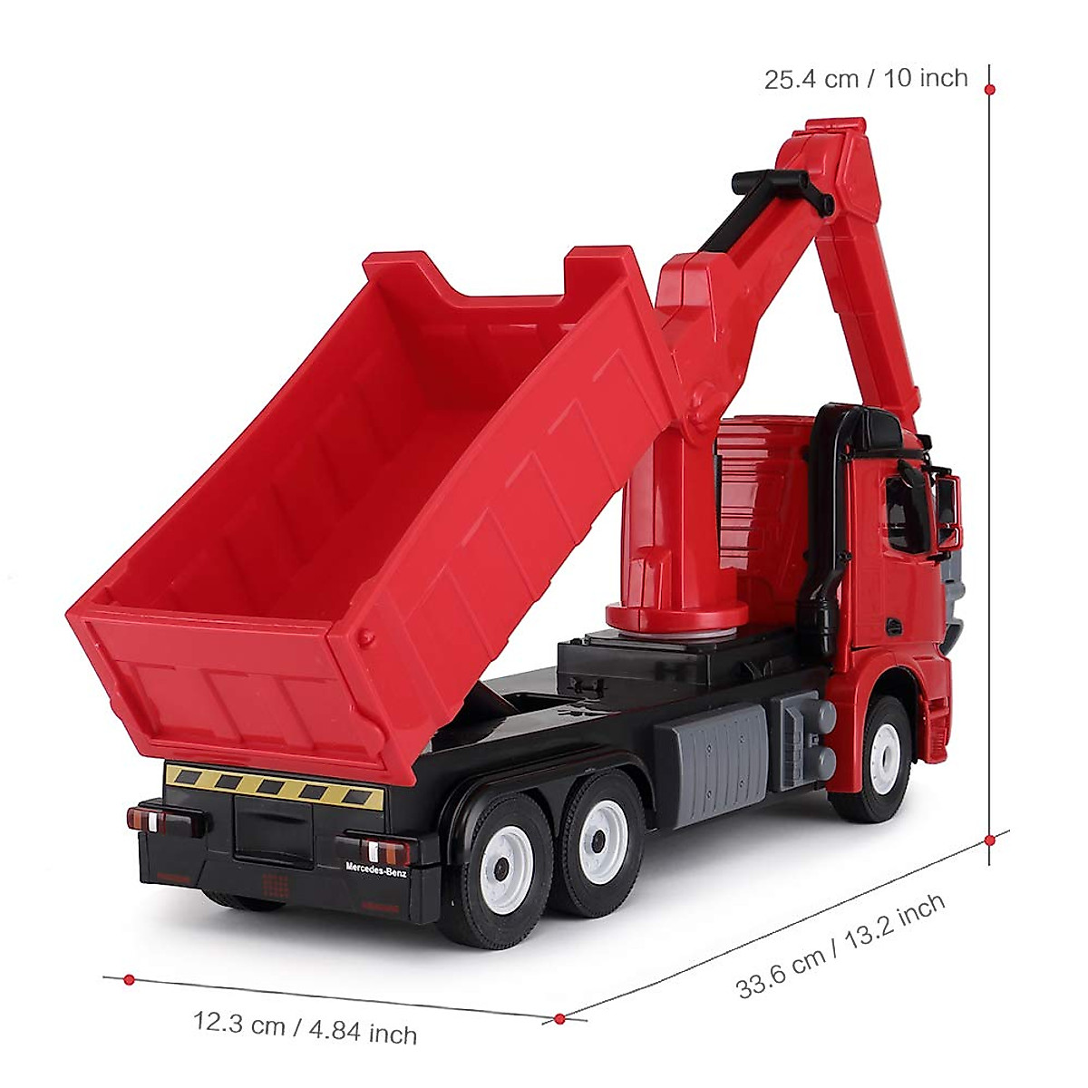 RASTAR RC Logging Truck Toys 1:24 Scale Mercedes-Benz Arocs Remote Control Dump Truck RC Construction Vehicles with Lights/Crane Arm 2.4GHz, RC Truck for Boys Kids Adults