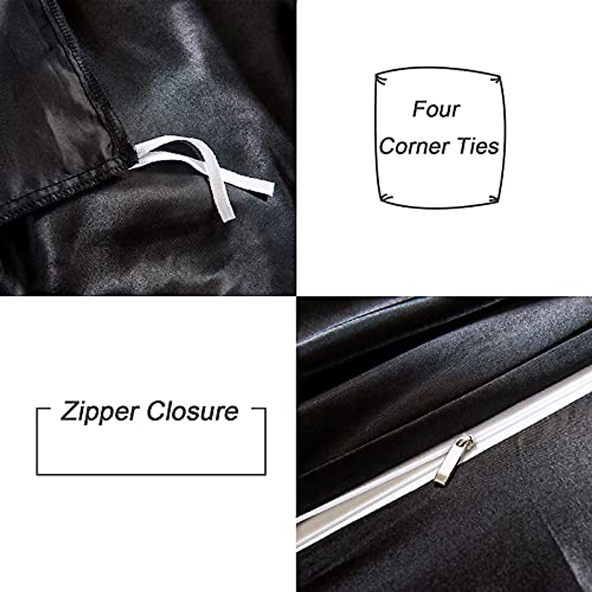 HOdo Home Satin Duvet Cover Twin Size, 3 Piece Silk Like Comforter Cover, Ultra Soft and Breathable Bedding Set with Zipper Closure & Corner Ties