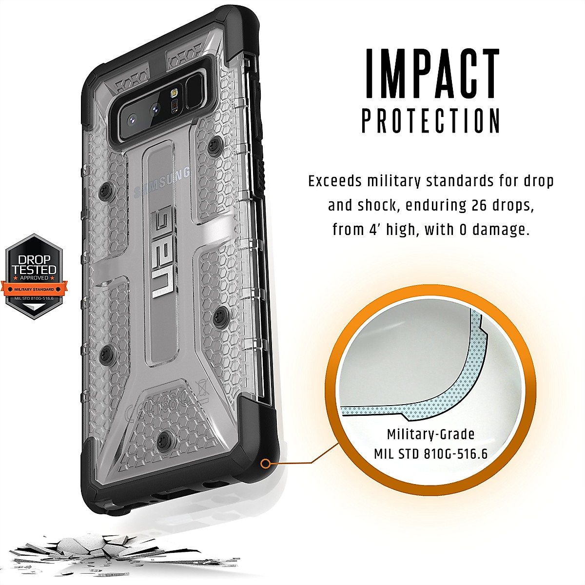 URBAN ARMOR GEAR [UAG Samsung Note 8 Plasma Feather-Light Rugged [Ice] Military Drop Tested Phone Case