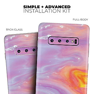 DesignSkinz Marbleized Pink and Purple Paradise V2 Protective Vinyl Decal Wrap Skin Cover Compatible with The Samsung Galaxy S20 (Screen Trim & Back Glass Skin)