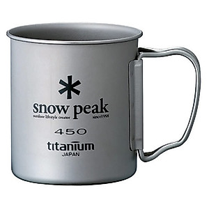 Snow Peak Titanium Single-Wall Cup - Foldable Handles - Camping & Backpacking - 15.2 fl oz - Anodized Blue
