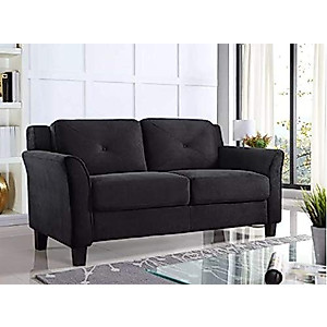 Harper Tufted Tufted Back Cushion Microfiber Loveseat - Lifestyle Solutions (Black)