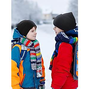 SATINIOR 2-Hole Knitted Full Face Cover Ski Neck Gaiter, Winter Balaclava Warm Knit Beanie for Outdoor Sports (Black, Medium)