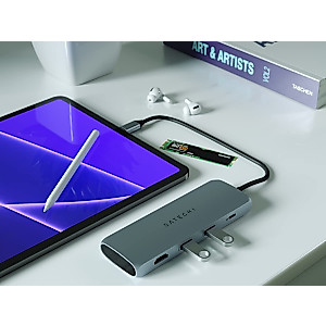 Satechi USB C Hub Hybrid Multiport Adapter, fits M.2 SATA SSD, 4K HDMI, 100W USB C PD Charging, 2 USB-A, for MacBook Pro/Air M1 M2 M3, Dell, HP, Surface, Lenovo - Space Gray