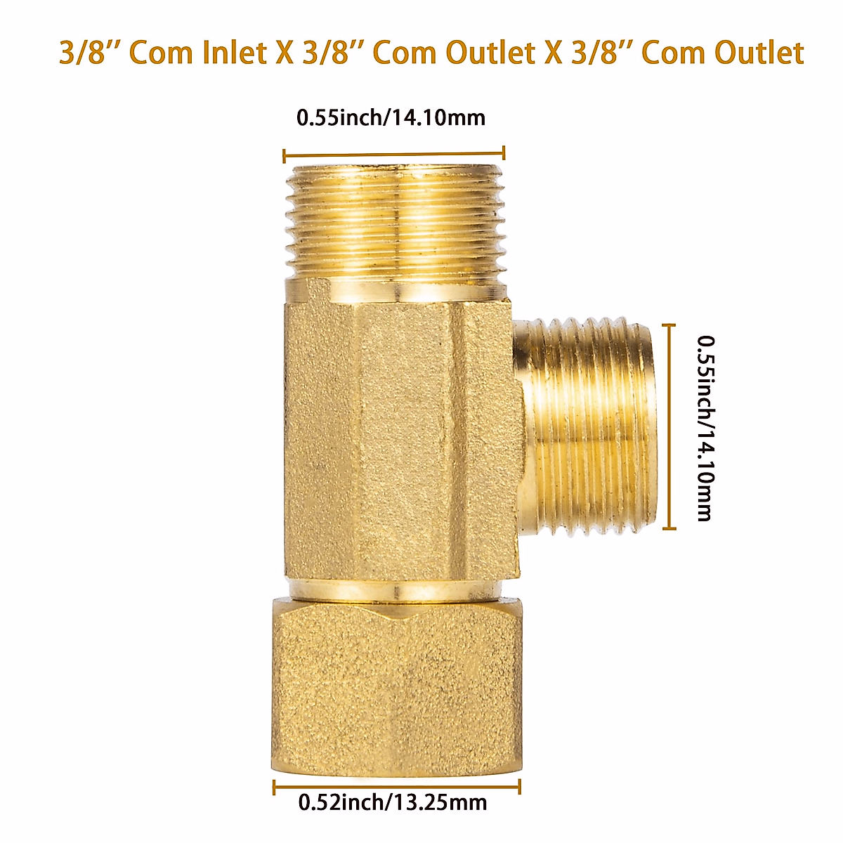 Breezliy Lead-Free Brass Angle Stop Add-A-Tee Valve,3/8-Inch Compression Inlet X 3/8-Inch Compression Outlet X 3/8-Inch Compression Outlet 2 Pack