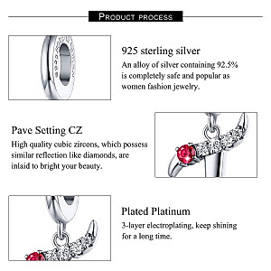 FOREVER QUEEN 925 Sterling Silver T Letter Initial Dangle Beads Charm Red Zircon Alphabet Pendants for Snake Chain Bracelets Necklace Gift Jewelry for Mother