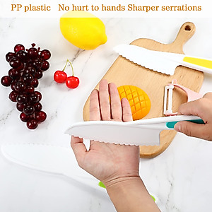 7 Pieces Ceramic Peeler Plastic Children Kitchen Knife Set, Nylon Kitchen Knife Set Ceramic Y Peeler Children's Safe Knife for Cooking Home Kitchen Vegetables Fruits Salad Cake Lettuce Bread Kids