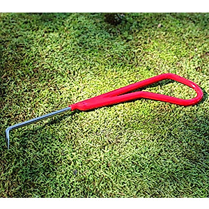 KAKURI Bonsai Root Hook, 8.6" Professional Bonsai Root Pick Tool, Japanese Stainless Steel, Red, Made in JAPAN
