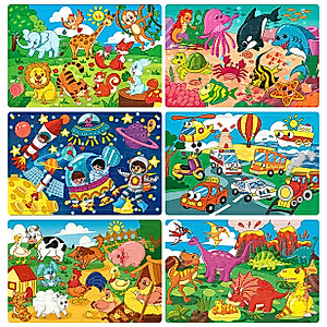 Puzzles for Kids Ages 3-5, Toddler Puzzles 30 Piece Wooden Jigsaw Puzzles for Preschool Children Learning Educational Puzzles Toys for Boys and Girls (6 Pack)